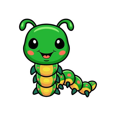 Pequeño Personaje De Dibujos Animados Lindo Oruga 12851602 Vector En