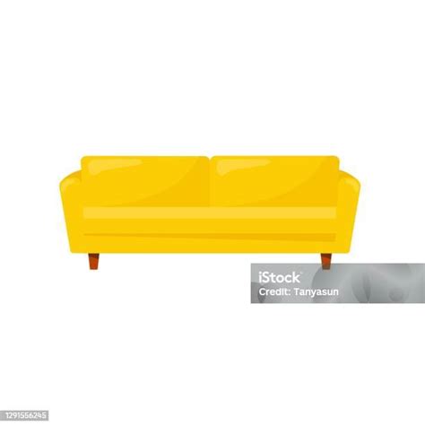 현대적인 가구가 있는 거실 인테리어 흰색 배경에 고립된 노란색 소파 편안한 아파트에서 아늑한 방의 벡터 플랫 일러스트 0명에 대한 스톡 벡터 아트 및 기타 이미지 Istock