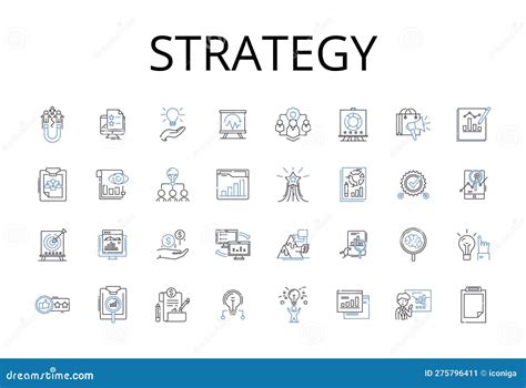 Strategy Line Icons Collection Plan Tactic Approach Scheme