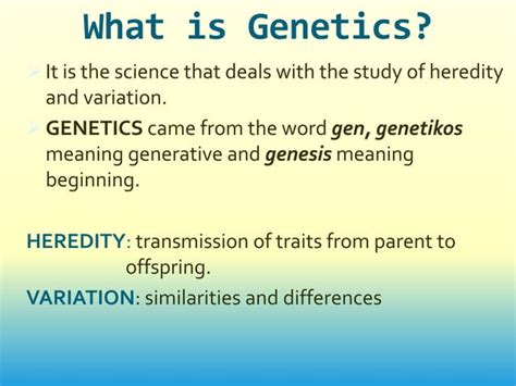 Introduction To Genetics Pptx Genetics Science