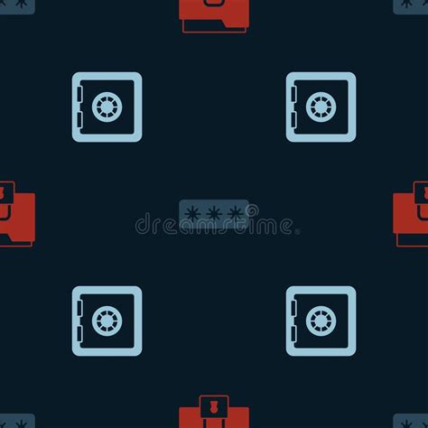 Set Folder And Lock Password Protection And Safe On Seamless Pattern
