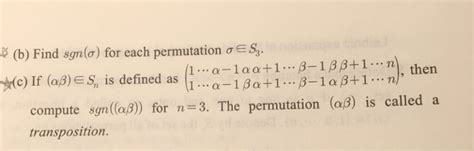 Solved 11 For A Permutation σ σ1o2 σnes O Is Said