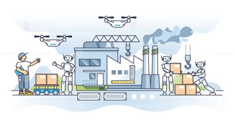 Digital Transformation In Business With Automation Tech Outline Concept