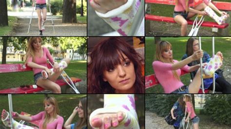 Hugi Term Slc Crutching Through The Park And Trying On A Cast S In