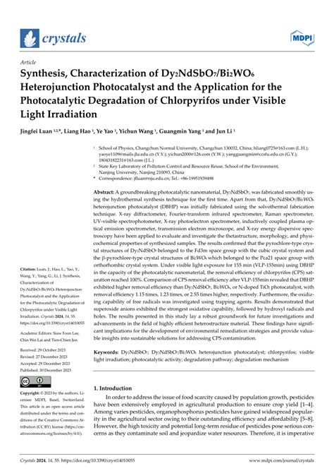 Pdf Synthesis Characterization Of Dy2ndsbo7bi2wo6 Heterojunction