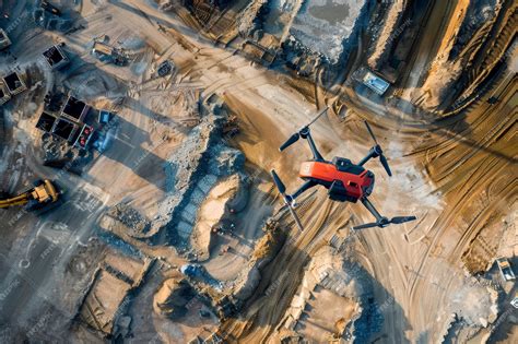 Premium Photo Aerial View Of A Drone Surveying A Construction Site Capturing Detailed Images