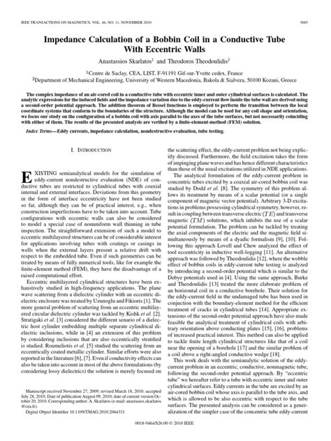 Impedance Calculation Of A Bobbin Coil I Pdf Matrix Mathematics Inductor