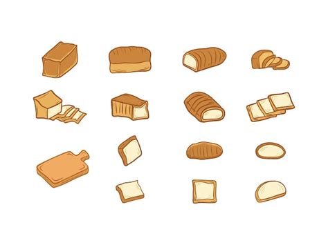 Premium Vector Set Of White Bread Illustration Vector