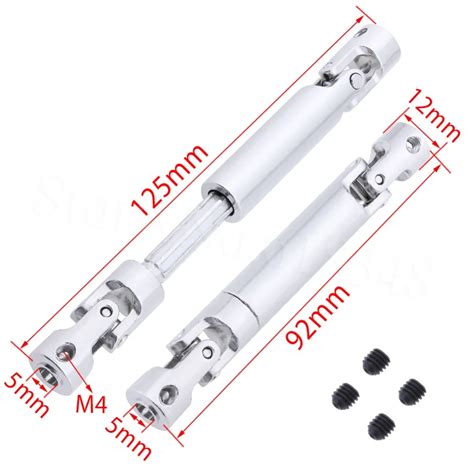 110 스케일 Rc 크롤러용 스틸 드라이브 샤프트 조인트 Cvd 92 125mm 110 155mm Scx10 Rc4wd