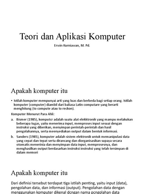 Teori Dan Aplikasi Komputer Pdf