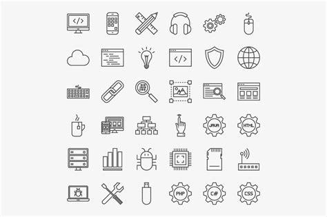Programming Line Art Icons By Annaleni Thehungryjpeg