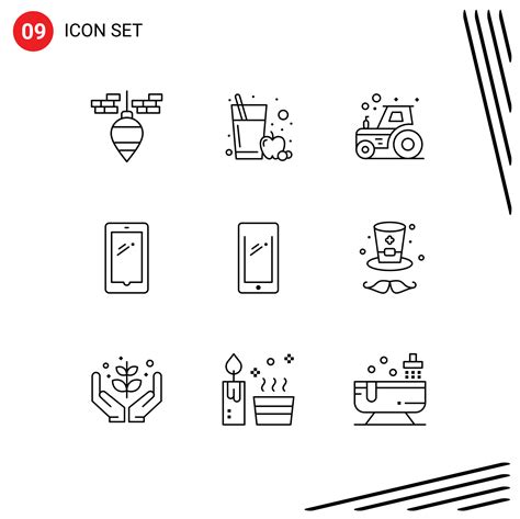 Pack Of 9 Creative Outlines Of Cap Iphone Farm Android Smart Phone Editable Vector Design