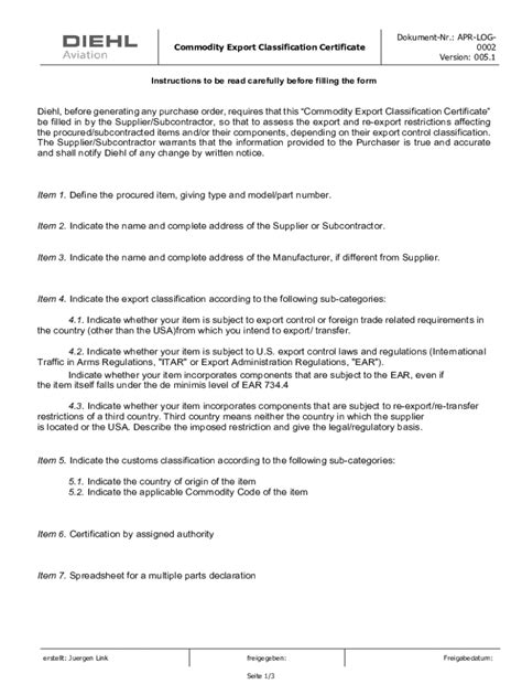 Fillable Online Commodity Export Classification Certificate Fax Email