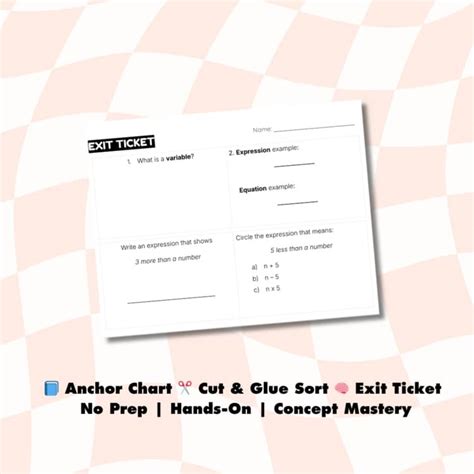 Expression Or Equation Algebra Vocabulary Sort And Exit Ticket Grades 5 8