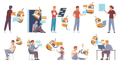Premium Vector Conversational Ai Chatbot Set In Flat Design