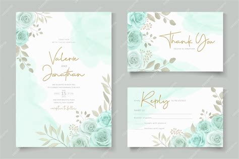 우아한 결혼식 초대장 서식 파일 프리미엄 벡터