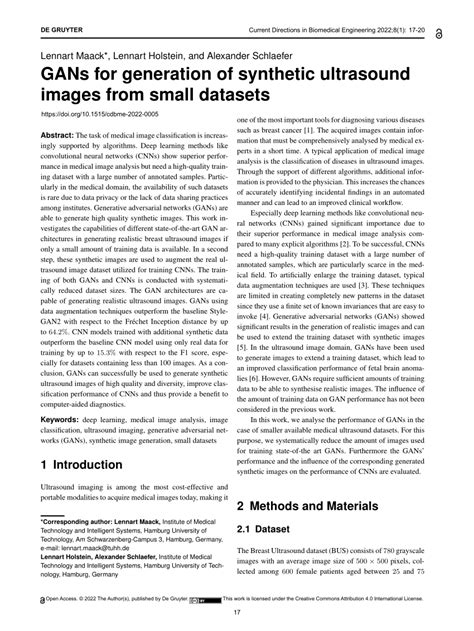 Pdf Gans For Generation Of Synthetic Ultrasound Images From Small