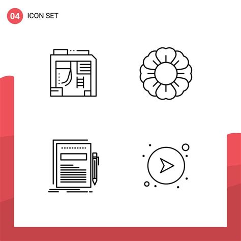 4 Universal Line Signs Symbols Of Atx File Computer Summer Presentation Editable Vector Design