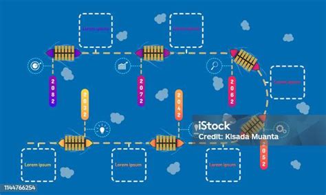 출하 플로팅 로드맵 타임 라인 요소 마크 포인트 그래프는 검색 기어 대상 아이콘을 생각 합니다 벡터 일러스트 레이 션 Eps10 0명에 대한 스톡 벡터 아트 및 기타 이미지