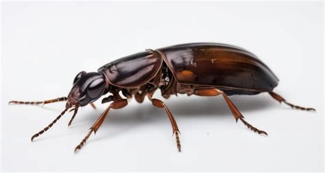 Premium Photo Closeup Of A Shiny Dark Brown Beetle With Long Antennae