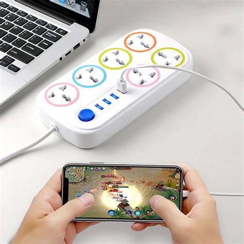 Zeus Power Socket Extension Socket Cable Moveable Multi Function Socket With 6 Socket And 4 Usb