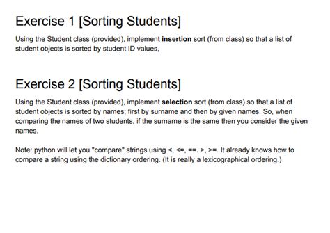Exercise 1 Sorting Babes Using The Babe Class Chegg Com