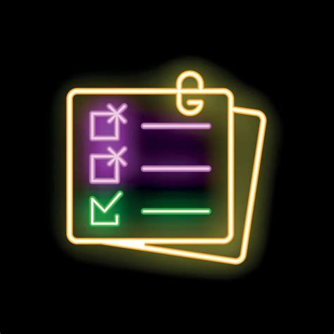 Neon Icon Of Clipboard With Checklist Showing Checkmark And Cross Marks 52795793 Vector Art At