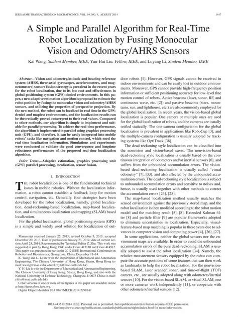pdf a simple and parallel algorithm for real time robot localization