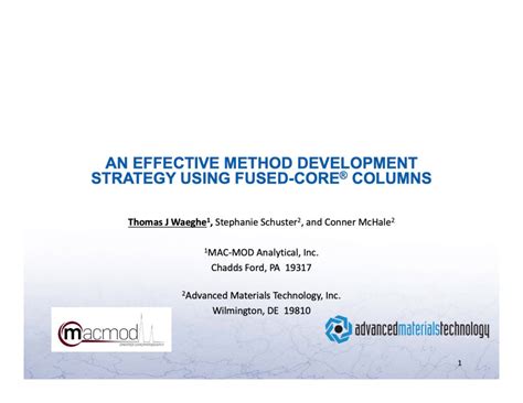 An Effective Method Development Strategy Using Fused Core Columns