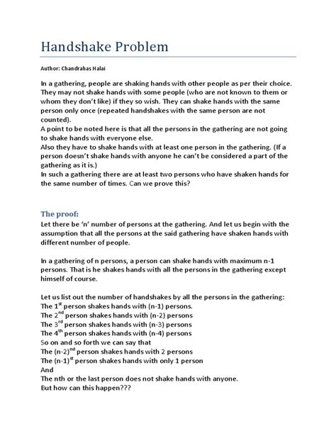 Handshake Problem Pdf
