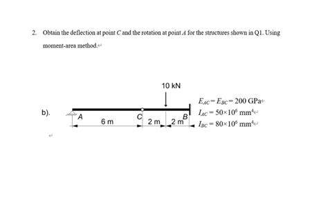 Solved Obtain The Deflection At Point And The Rotation At Chegg