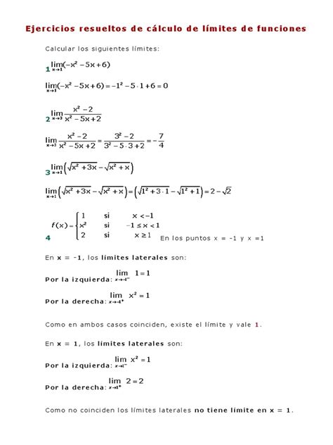Ejercicios Resueltos De Limites Pdf