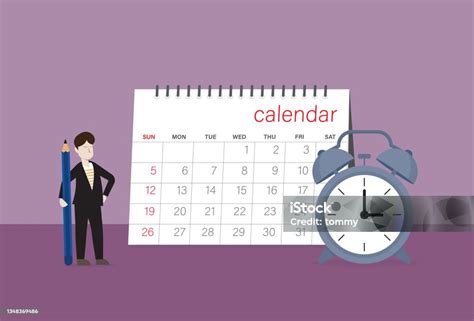 사업가는 작업 계획을 위해 펜 캘린더 및 시계를 사용합니다 달력에 대한 스톡 벡터 아트 및 기타 이미지 달력 상기시켜 주는 것 일과 Istock