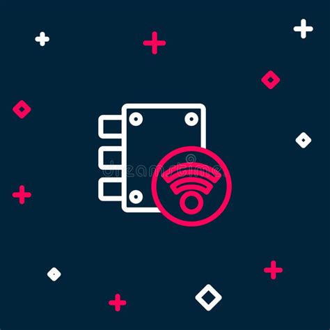 Line Digital Door Lock With Wireless Technology For Unlock Icon Isolated On Blue Background