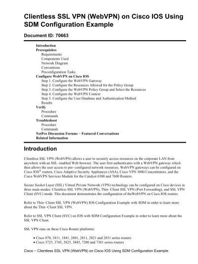 Clientless SSL VPN WebVPN The Cisco Learning Network