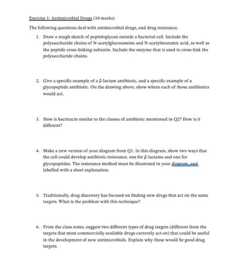 Solved Exercise 1 Antimicrobial Drugs 10 Marks The