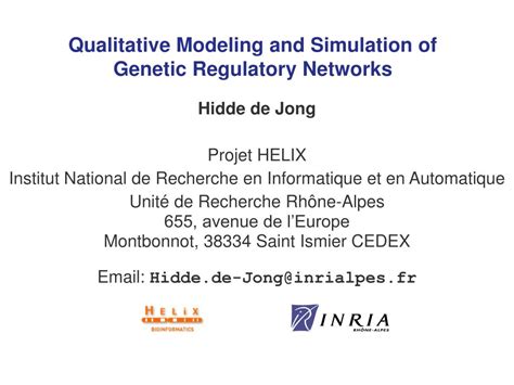 ppt qualitative modeling and simulation of genetic regulatory