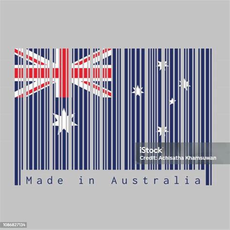 바코드 설정 호주 국기의 색 빨간색과 흰색 파란색 흰색 스타와 유니온 잭 만들기에 대한 스톡 벡터 아트 및 기타 이미지