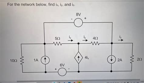 Solved For the network below find ix iy and iz 8V 5Ω 4Ω Chegg com