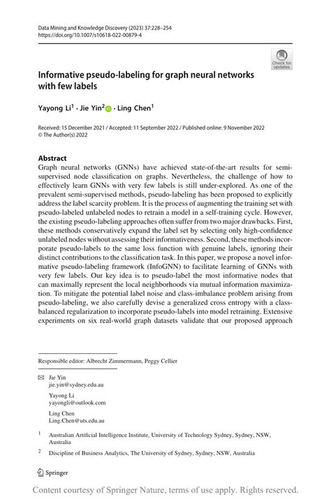Pdf Informative Pseudo Labeling For Graph Neural Networks With Few Labels