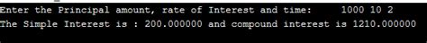 wap that calculates the simple interest and compound interest the