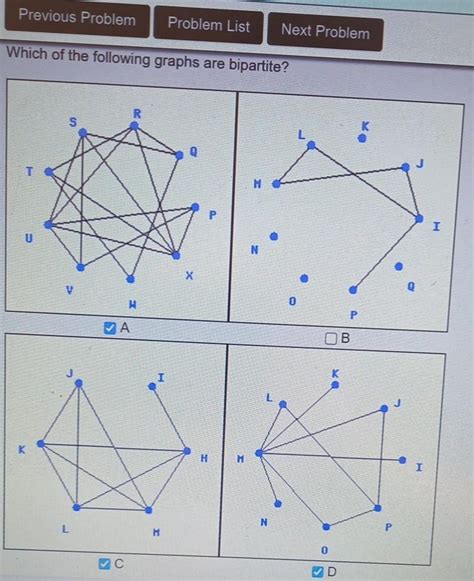 solved which of the following graphs are bipartite