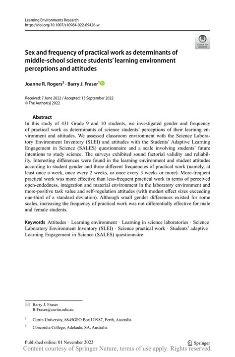 Pdf Sex And Frequency Of Practical Work As Determinants Of Middle