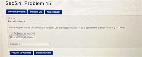 Solved The Table Gives Values Of A Continuous Function Use