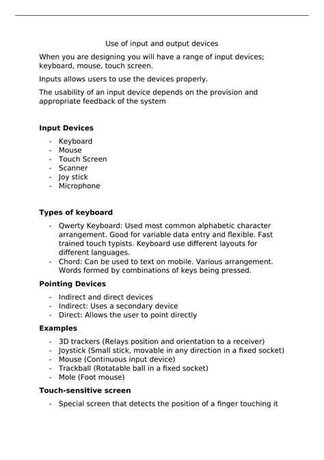 Input And Output Devices Within HCI Unit 23 Human Computer Interaction Stuvia UK