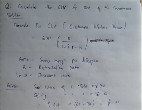 [solved] calculate the clv for one of my customers based on the