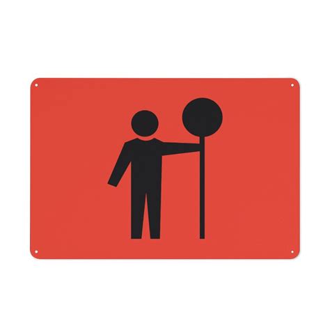 Symbollic Lollipop Man Traffic Controller Warning Sticker Security