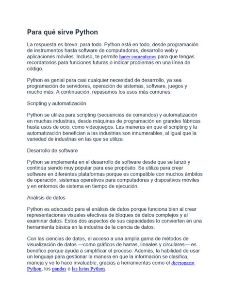 Para Qué Sirve Python Pdf Objeto Informática Lenguaje De