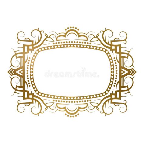 Golden Frame With Floral Ornament For Title Suitable For Vintage Card