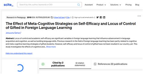 The Effect Of Meta Cognitive Strategies On Self Efficacy And Locus Of Control Of Ted In